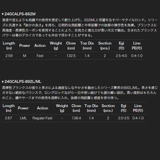オリムピック 24 カラマレッティープロトタイプ 24GCALPS-862M (エギングロッド) 2024年モデル /(5) :4571105695652:つり具のマルニシWEB店2nd ...