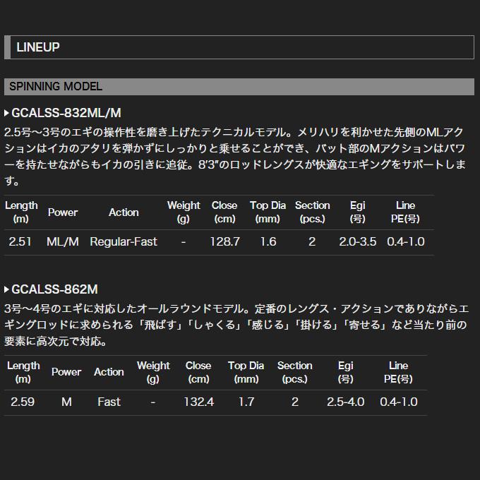 オリムピック 25 スーパーカラマレッティー GCALSS-862M (エギングロッド) 2025年モデル /(5) : つり具のマルニシWEB店2nd - 通販 - Yahoo!ショッピング