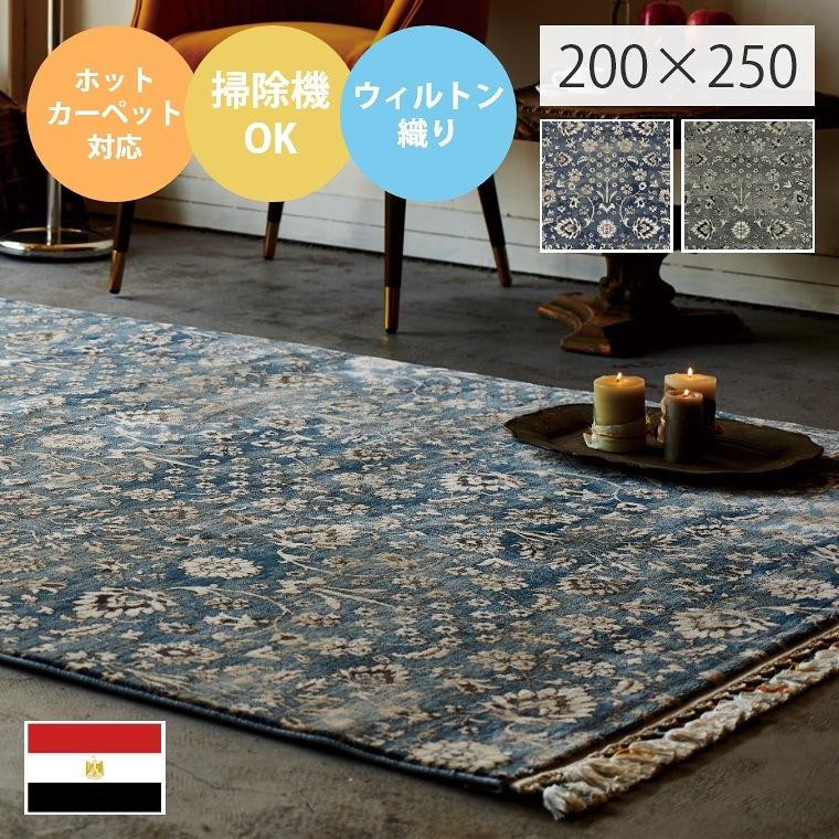 MORIYOSHI ラグ 200×250cm おしゃれ 絨毯 掃除機OK エレガントなボタニカル柄 カーペット フリンジ ウィルトン織り ニューアクアホーム エジプト製 : fa・chette ...