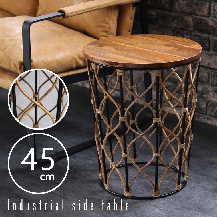 サイドテーブル おしゃれ 丸 サイドテーブル インダストリアル KLUB14 RGT200DM ラタン ミニテーブル ナイトテーブル 小さい 木製 天然木 カフェ : 58-534-046 ...
