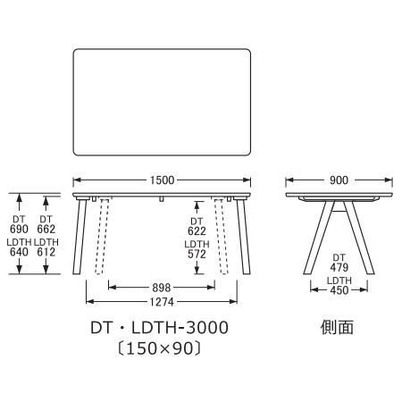 浜本工芸 [開梱設置送料無料] 5年保証 150×90ダイニングテーブル No.3000 主材：オーク無垢材 UV塗装 塗色：3色対応 高さ：690/640mm : F-ROOM - 通販 ...