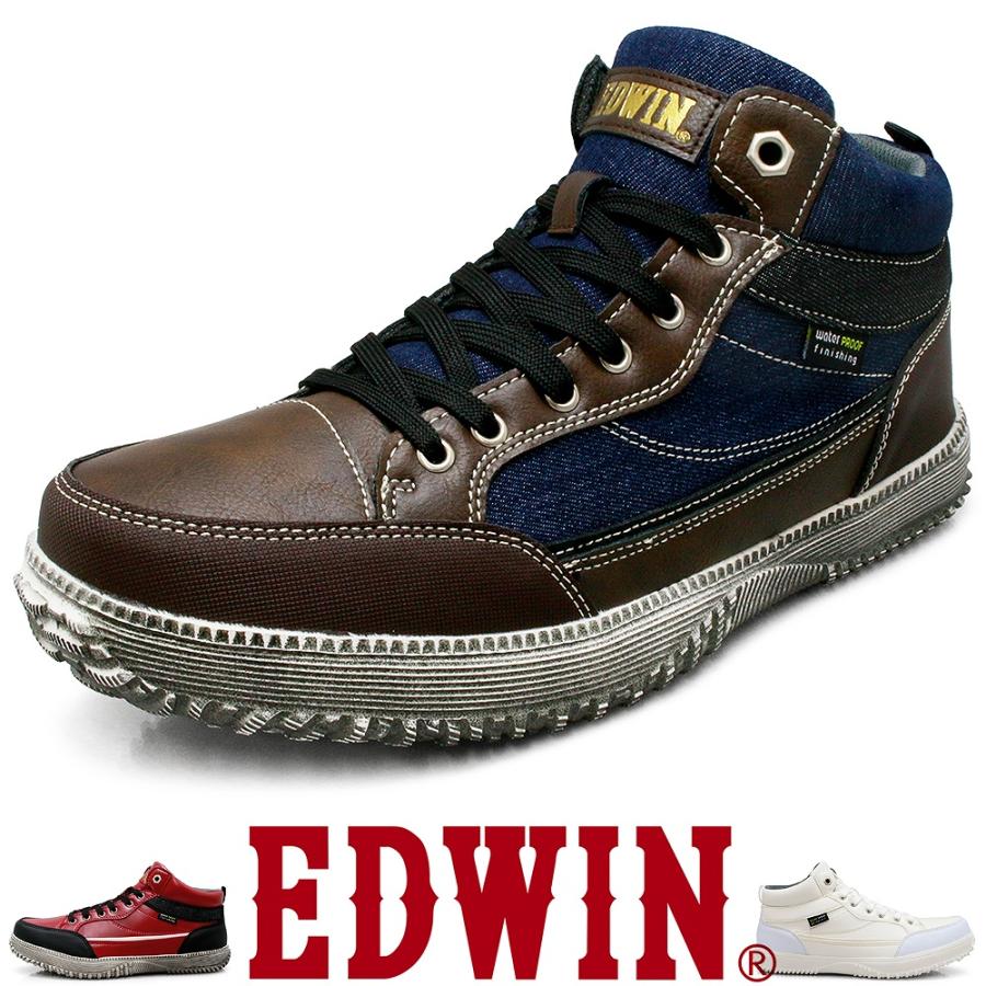 EDWIN エドウィン スニーカー メンズ ハイカット ミドルカット 軽量 防水 高クッション性 おしゃれ 紐靴 紳士靴 EDM3602 : 守足雑貨ヤフー店 - 通販 - Yahoo!ショッピング