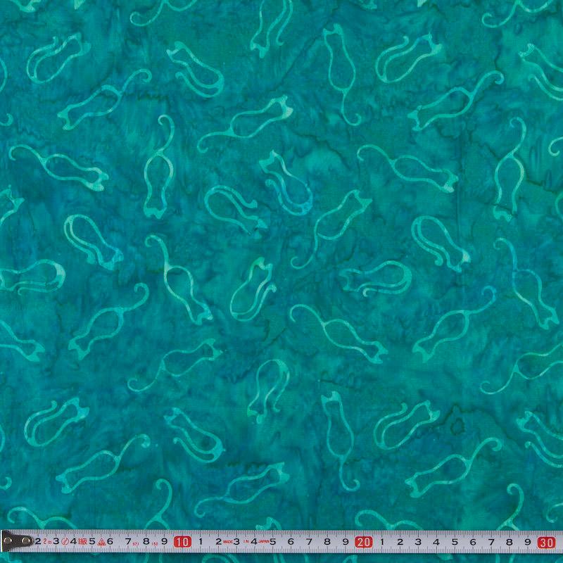 TT-4283 ネコのバティック ブルーグリーン コットンプリント生地 : FairyCottonY!Store - 通販 - Yahoo!ショッピング