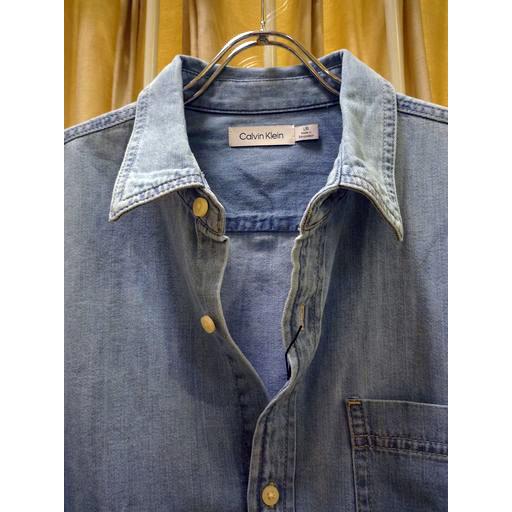 Calvin Klein カルバンクライン CALVIN KLEIN カジュアルクラシック ダンガリー シャツ 長袖 シンプル 大人 無地 ...