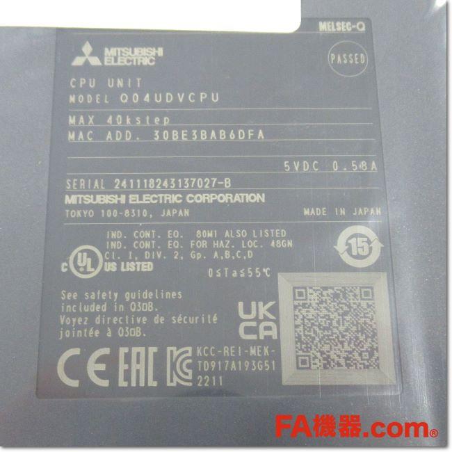 三菱電機 Q04UDVCPU ユニバーサルモデル高速タイプQCPU : FA機器.comYahoo!店 - 通販 - Yahoo!ショッピング