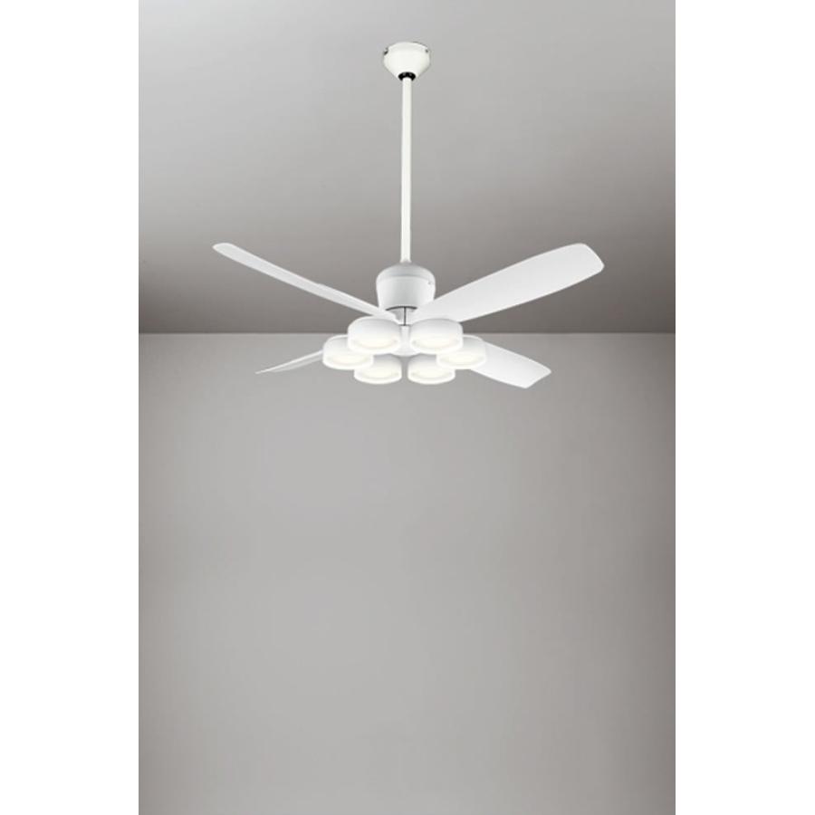 ODELIC 即日発送 長期保証 高演色LED [R15] LED 6灯 明るさ8畳 DCモーター 大風量 吹き抜け 傾斜天井 オーデリック ホワイト シーリングファン ライト OCB-224 ...