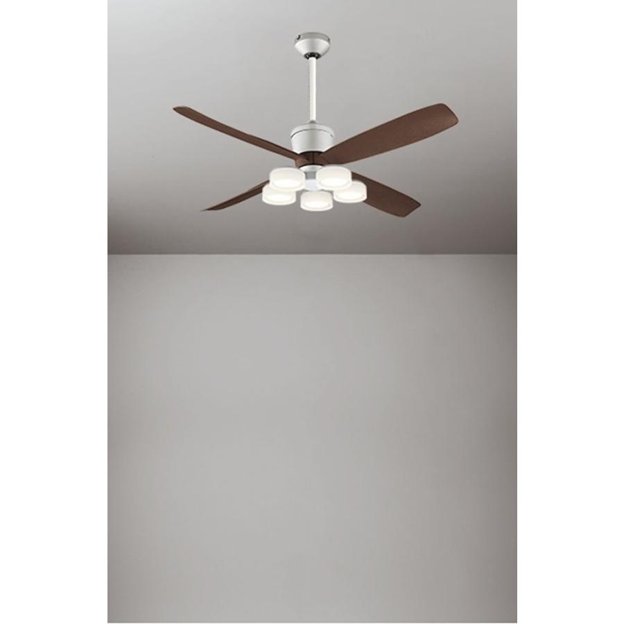 ODELIC 即日発送 長期保証 高演色LED [R15]軽量 LED 5灯 DCモーター 大風量 吹き抜け 傾斜天井 オーデリック シーリングファン ライト OCB-311 : シーリング ...