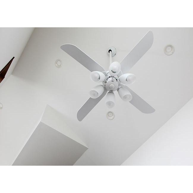 ODELIC 長期保証 高演色LED [R15] LED 6灯 明るさ8畳 調光・光色切替 吹き抜け 傾斜天井 オーデリック ホワイト シーリングファン ライト ODB-480 : シーリング ...