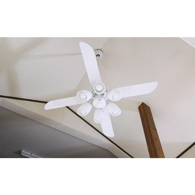 ODELIC 長期保証 高演色LED [R15] LED 6灯 明るさ8畳 調光・光色切替 吹き抜け 傾斜天井 オーデリック ホワイト シーリングファン ライト ODB-480 : シーリング ...