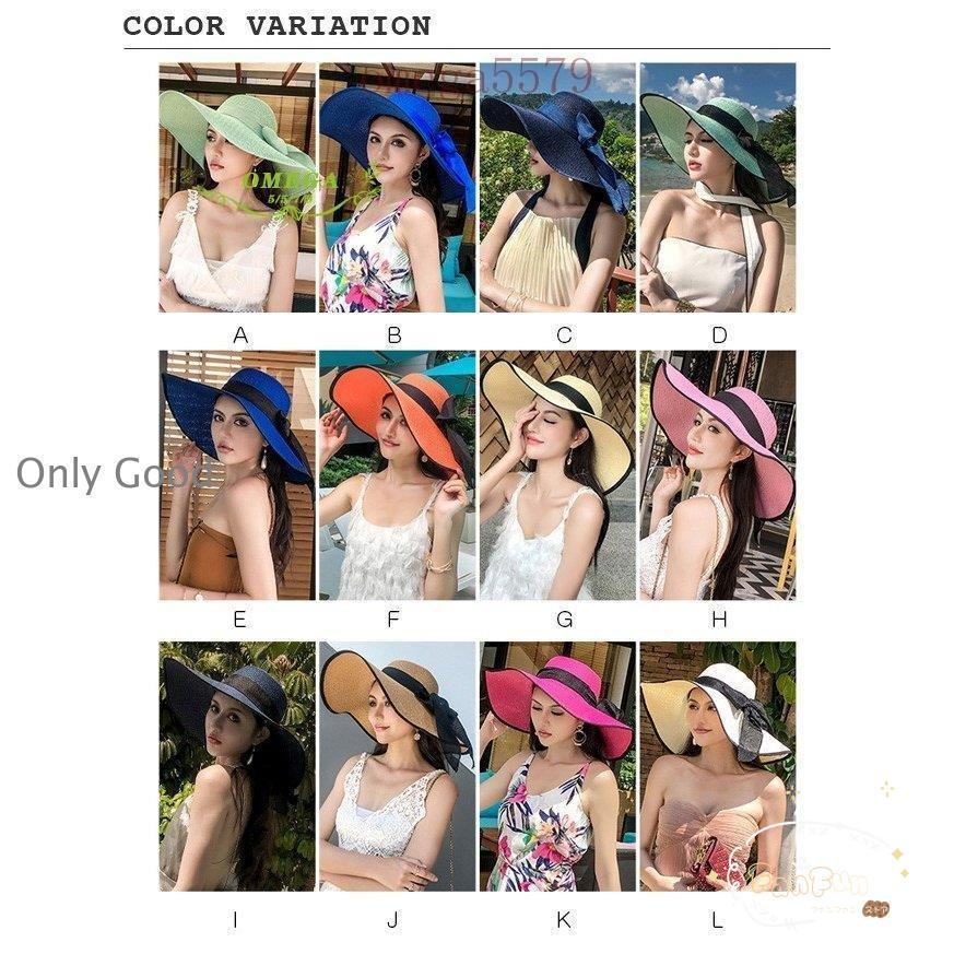 ハット レディース つば広 UV 春夏 リボン 麦わら帽 帽子 ストローハット レディース麦わら帽子 折りたたみ 小顔効果 : FanFunストア - 通販 - Yahoo!ショッピング
