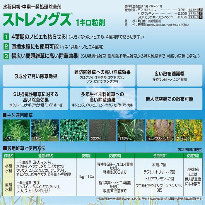 水稲用除草剤 ストレングス1キロ粒剤 4kg×4袋セット : ファームトップ - 通販 - Yahoo!ショッピング