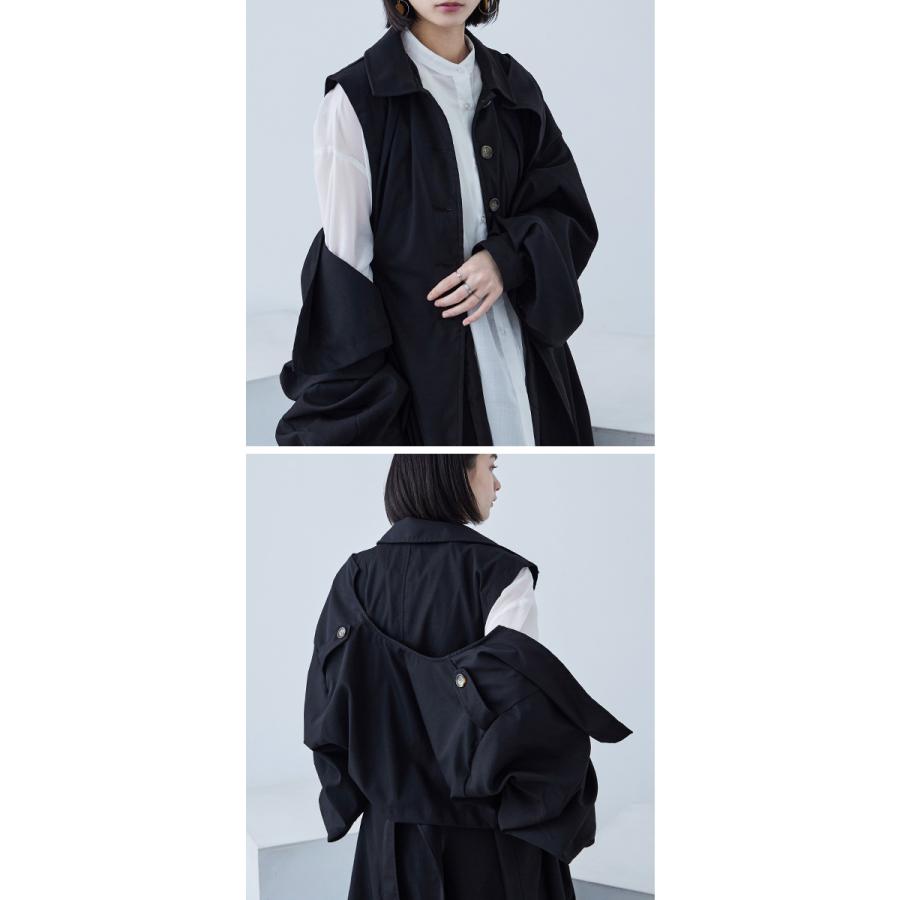 Fashion Letter 3wayシャークスキン トレンチコート ロング Fashion Letter 3wayシャークスキン トレンチコート ロング