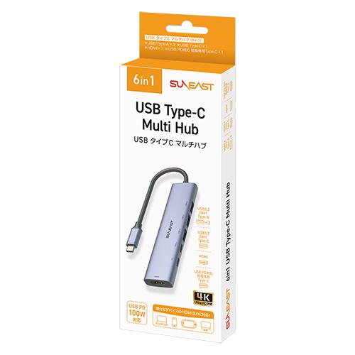 SUNEAST 【正規代理店】SUNEAST USB Type-C マルチハブ 6in1 TypeA / C ポート USB3.2 Gen1 ...