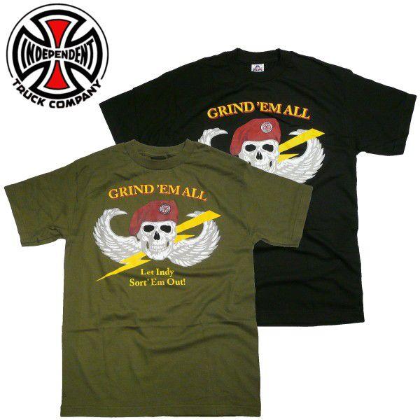 INDEPENDENT【インディペンデント】GRIND'EM ALL Tee ミリタリードクロTシャツ インデペンデント TRUCKメーカー ...