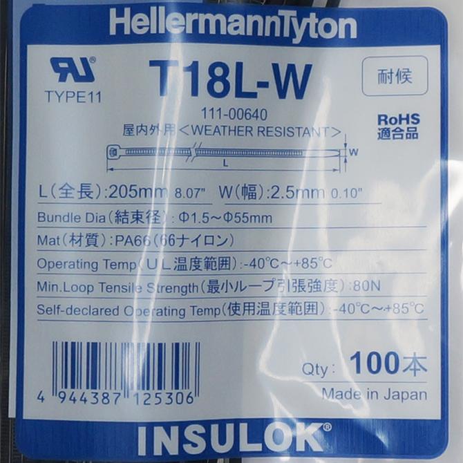 ヘラマンタイトン T18L-W（100本入） 結束バンド 耐候性 全長205mm 黒 :0436680:FA-Ubon Yahoo!店 - 通販 - Yahoo!ショッピング