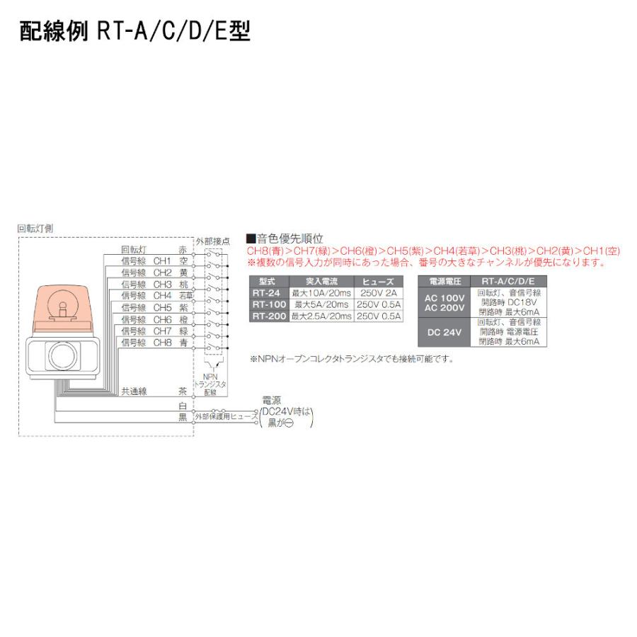 パトライト RT-100A-Y ホーンスピーカ一体型回転灯付電子音報知器 Φ162 音圧105dB AC100V 黄色 電球 音色Aタイプ : FA-Ubon Yahoo!店 - 通販 ...