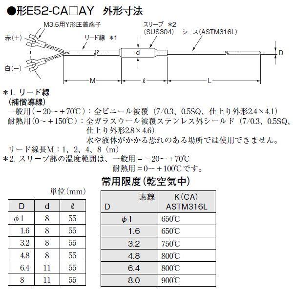 オムロン（OMRON） E52-CA15AY D=1.6 1M 汎用タイプシース形熱電対 リード線直出し形 : FA-Ubon Yahoo!店 - 通販 - Yahoo!ショッピング