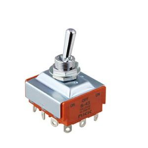 NKKスイッチズ S-43-J 4極 ON-OFF-ON はんだ端子 抵抗負荷20A AC125V 規格UL/CSA取得 小型トグルスイッチ ...