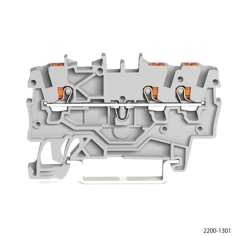 WAGO（ワゴ） 2200-1301 TOPJOB S 3線中継・分岐端子台 0.14-1（1.5）mm^2、AWG24-16 10A 端子厚 ...