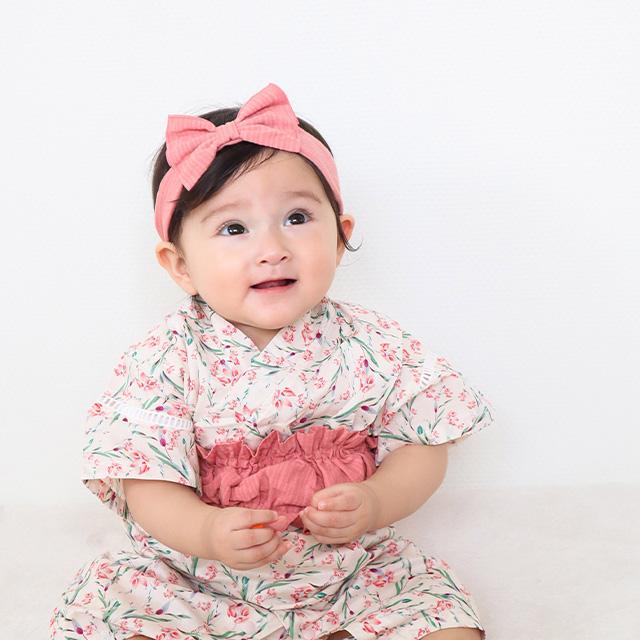 mocmof 帯付き 浴衣ロンパース フラワー 622-366703(甚平 女の子 ベビー服 赤ちゃん 浴衣 ベビー 80 90 子供服 ...