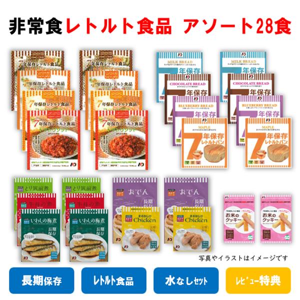 非常食 保存食 7年 水なし レトルト食品アソート28食 ごはん 米 パン クッキー おかず レビュー 特典 : フードケアサービスヤフー店 - 通販 - Yahoo!ショッピング