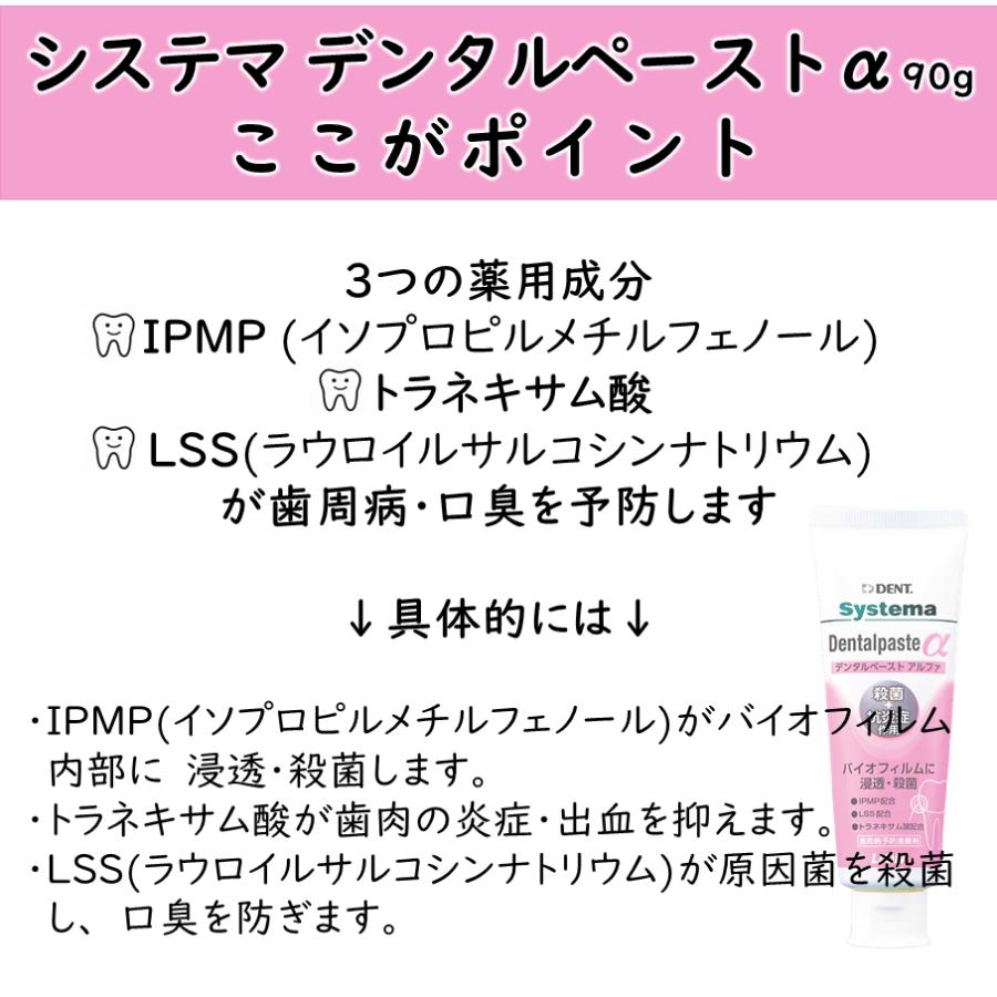 システマ 【ミニサイズ2本付・箱なし・新品・未使用】ライオンDENT. デンタルペーストα 90g 3本 +ミニサイズ 2本 LION デント Systema 歯周病 : お口のお店FDC ...