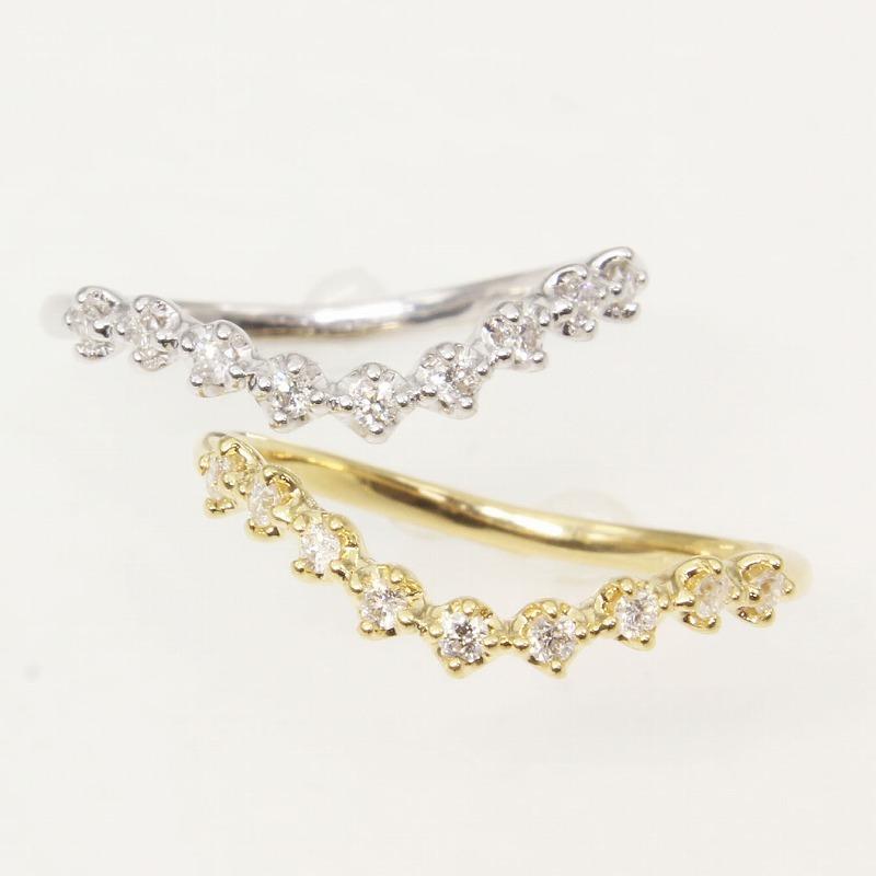 K18 ホワイトゴールド ダイヤ V字 リング fefプライス : プチジュエリーfefエフイーエフ - 通販 - Yahoo!ショッピング