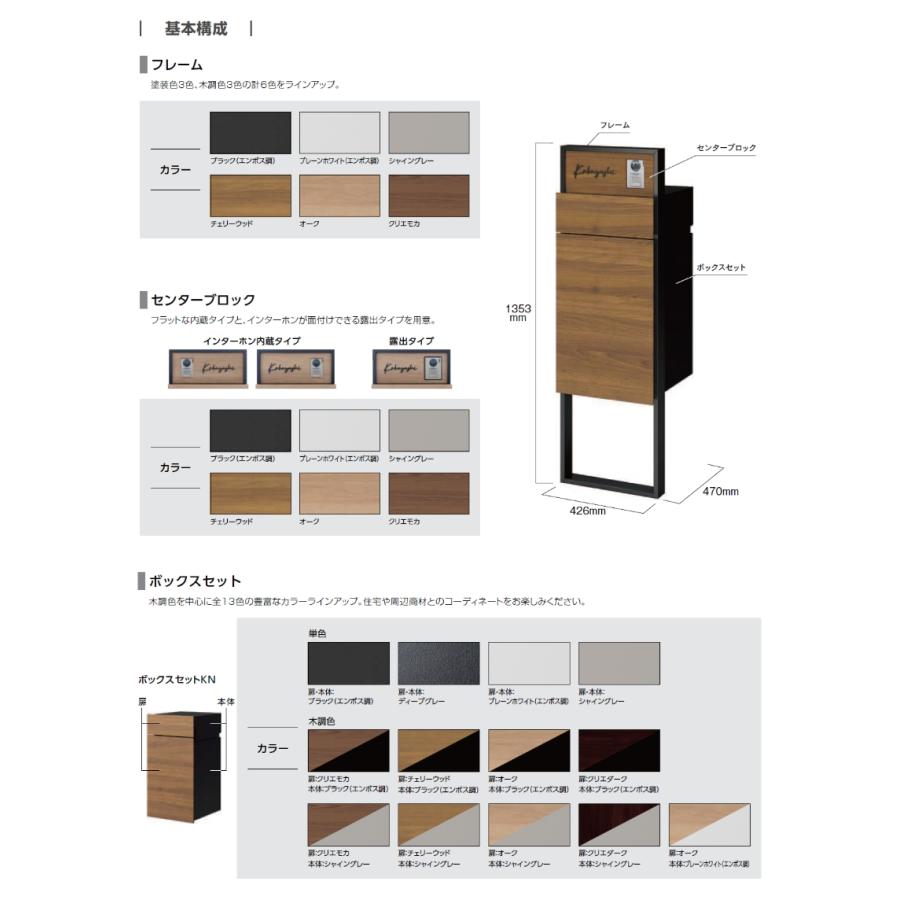 LIXIL リクシル 機能門柱FF フレームセット 単色 センターブロック加工無し（インターホン露出用） ボックスセットKN 前入れ後取り出しポスト錠付き : エクステリア・ガーデン ...