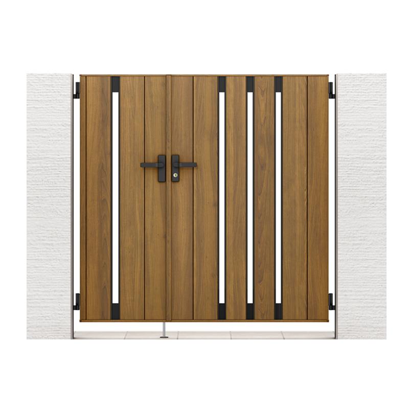 LIXIL 開き門扉AA TS1型(木調) 両開き 親子仕様 05・09-16 柱使用 アルミ形材柱 扉1枚寸法 500・900×1600 シリンダーRD錠 受注生産品 : エクステリア ...