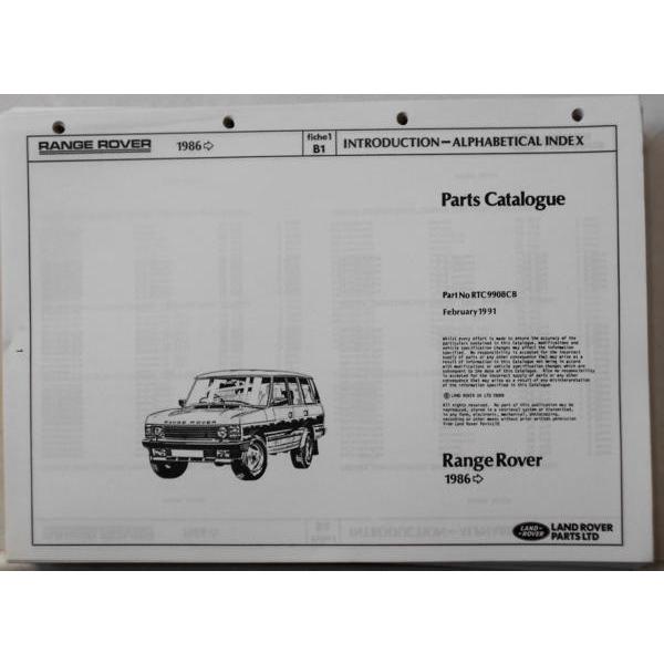 RENGE ROVER 1986- PARTS CATALOGUE : b7554 : エフアンドエルカンパニー - 通販 - Yahoo ...