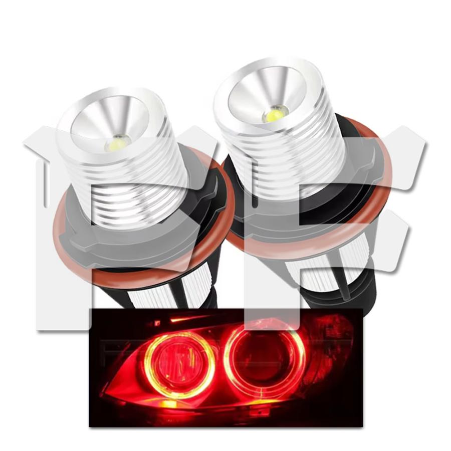 レッド BMW イカリング エンジェルアイ E39 E59 E53 E60 E31 E63 E64 E65 E66 E83 E87 X3 X5 M6 M5 LEDライト 2個 : FF ...