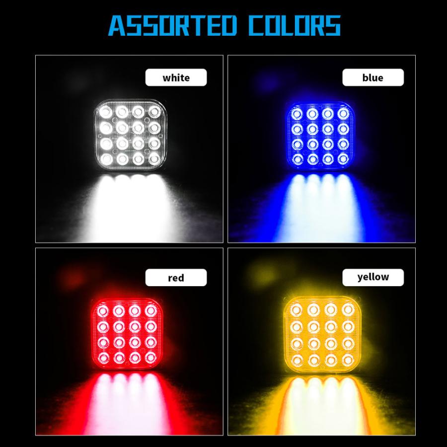 送料無料 2モード 超薄型 LED ライト ハザード ストロボ/フラッシュ/警告灯 カラー選択!! パトロール 点滅ライト SUV トラック 農業機械 建設機械 12V/24V 2個 : FF ...