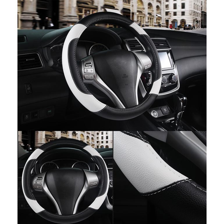 ハンドルカバー おしゃれ バイカラー 軽自動車 Sサイズ かわいい パステル くすみカラー ツートン 普通車 ステアリング 黒 白 : FFKOストア - 通販 - Yahoo!ショッピング