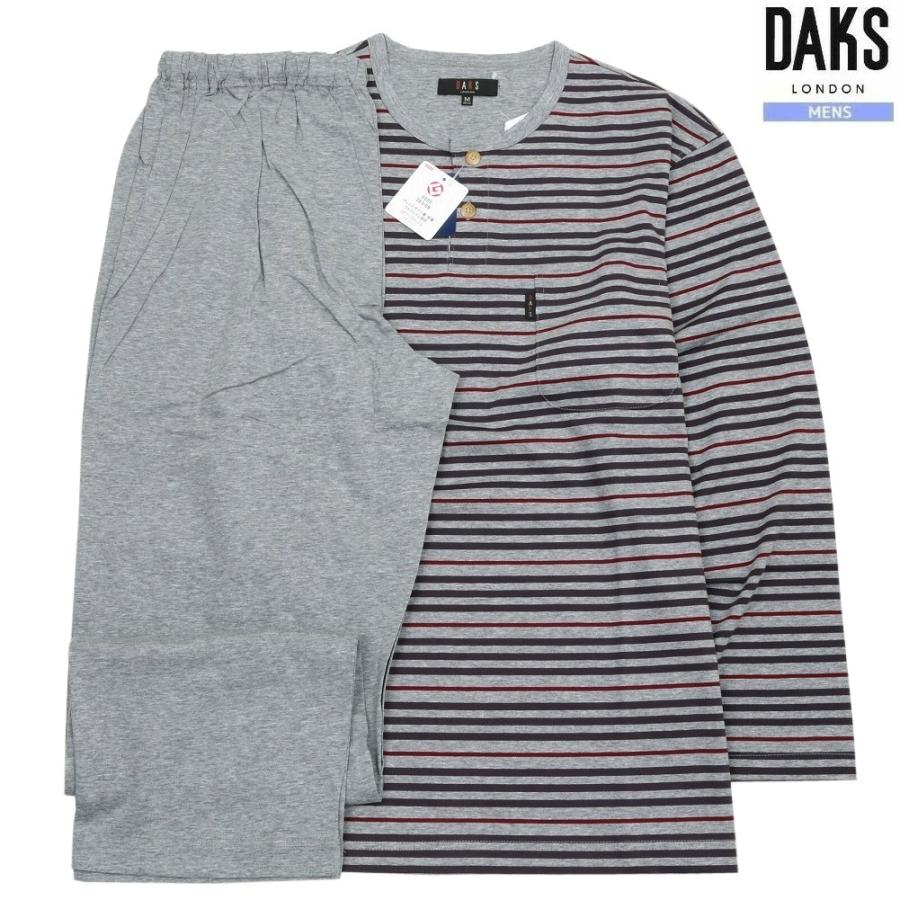 DAKS（ダックス） パジャマ 21%OFF メンズ ブランド 日本製 ボーダー ヘンリーネック 紳士 長袖 長ズボン グレー 1007BE 送料無料 : フラワー - 通販 - Yahoo ...