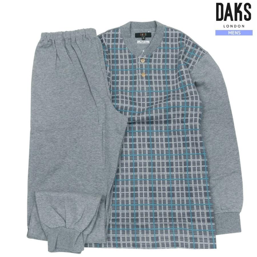 DAKS パジャマ ダックス 31%OFF メンズ ラッピング無料 日本製 チェック切替 ヘンリーネック 紳士 長袖 長ズボン グレー 160524 : フラワー - 通販 - Yahoo ...