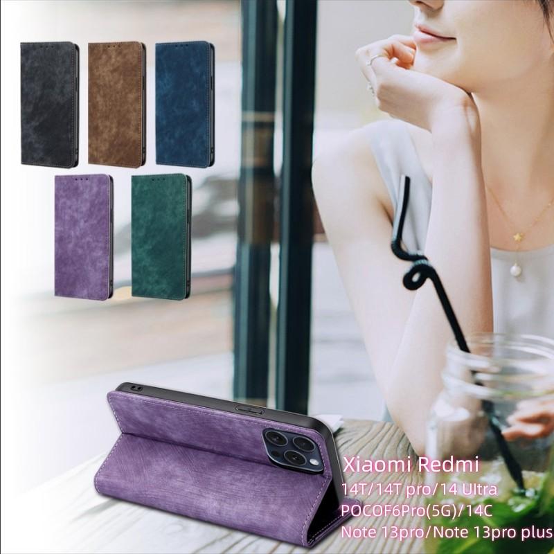 Xiaomi 14T Pro Redmi 14C Note 13 スマホケース 手帳型ケース 高級感 マグネット内蔵 耐衝撃 スタンド機能付き ...