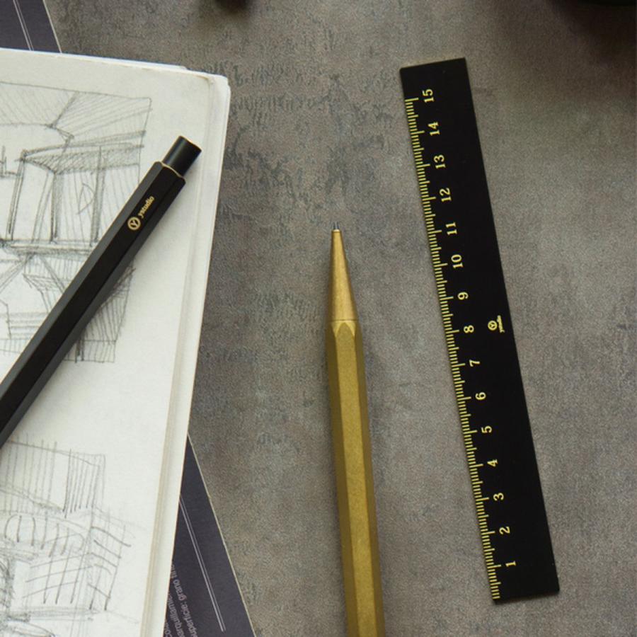 ystudio Brassing 15cmルーラー YS-STAT-11 定規 ブラック ギフト プレゼント 誕生日 : ysbu009 ...