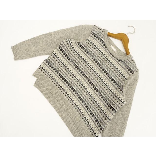 スタジオクリップ studio CLIP 長袖 ラウンドネック ニットセーター グレー杢 ネイビー ブルー アイボリー 総柄 : 241022-30-a : レディースファッションのフィカス ...