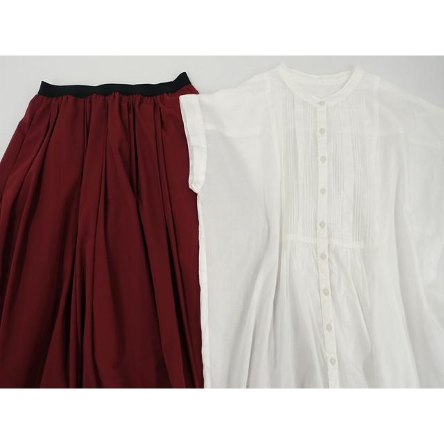 TRECODE Lugnoncure等 半袖ブラウス+ひざ丈タックフレアスカート コーディネート2点セット M相当 ホワイト レッド ガーリー・ナチュラル系 20代 : レディースファッション ...