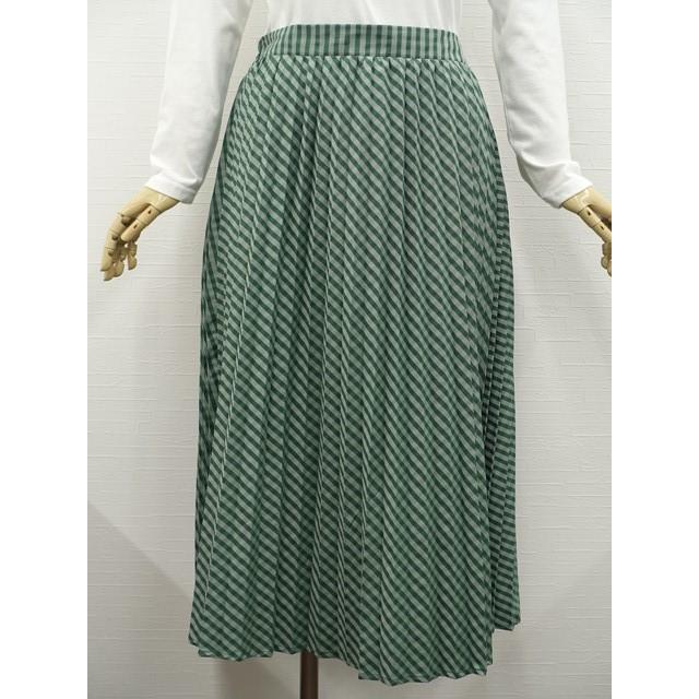 大きいサイズ dearful ロング丈 プリーツスカート 3L グリーン系 ななめストライプ柄＆チェック柄 メール便可 : レディースファッションのフィカス - 通販 - Yahoo!ショッピング