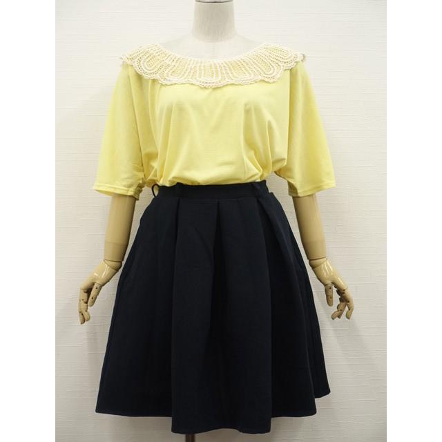 新品タグ付 Jolie fleur＆nohea 半袖カットソー+膝丈タックフレアスカート コーディネート2点セット M相当 イエロー ネイビー きれいめ・ガーリー系 20代 : レディース ...