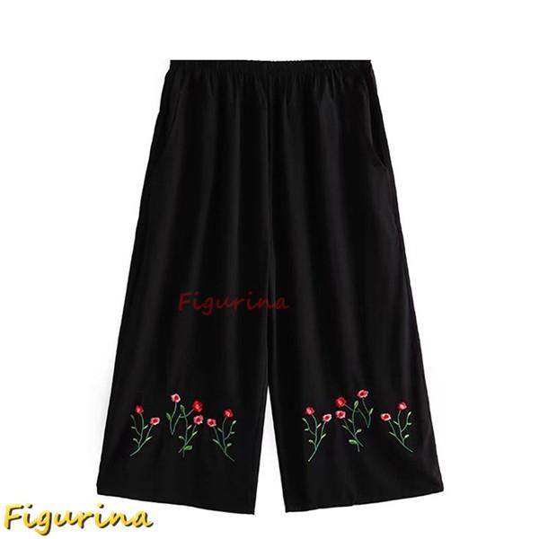 レディース ワイドパンツ 花刺繍 婦人 シニア 高齢者 XL-7XL ガウチョパンツ 7分丈 大きいサイズ ゆったり きれいめ ストレート : Figurina - 通販 - Yahoo!ショッピング