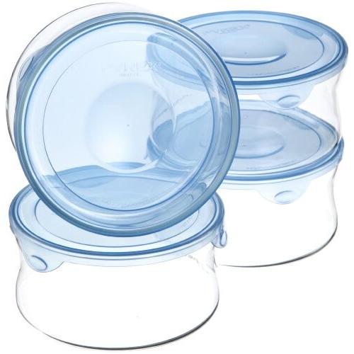 iwaki iwaki(イワキ) 耐熱ガラス 保存容器 アクアブルー 丸型 M 840ml ×4個セット パック&レンジ KBT7402BLN : ファイナルショッピング - 通販 ...