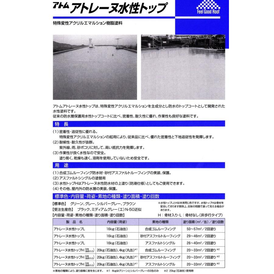 アトレーヌ水性トップL（非歩行用、艶消し）16kg/アトミクス : 10003717 : ファインカラーズ ヤフー店 - 通販 - Yahoo ...