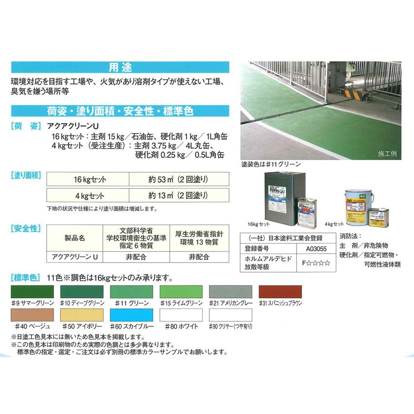 アクアクリーンU (#9 サマーグリーン) 16kg/set / アトミクス、2液型、アクリルウレタン 床用塗料 : akua-cu-sg-16kg : ファインカラーズ ヤフー店 - 通販 ...