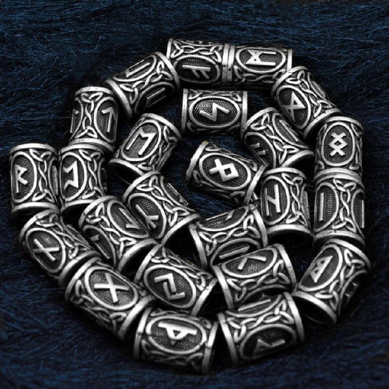 ブレスレット ネックレス ビーズ レース メンズ 24個セット バイキング ひげ アクセサリー ルーン チューブ スペーサー 6mm 穴 ...