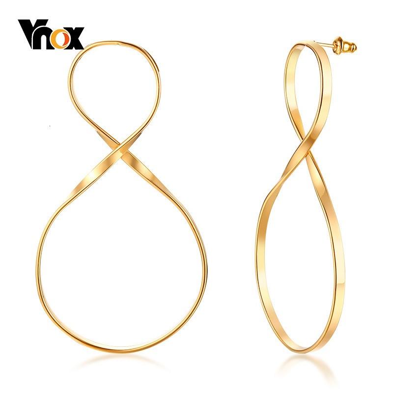 ピアス ゴールド ステンレス 大きめ 揺れる インフィニティ おしゃれ 大人 レディース 女性 ダングル ロング ロック トーン ビッグ ...