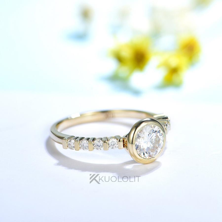 指輪 リング 黄 イエロー ゴールド ラウンド レディース 女性 0.8CT モイサナイト ソリッド 18K 14K ベゼル セット : FineJewelrys - 通販 - Yahoo ...