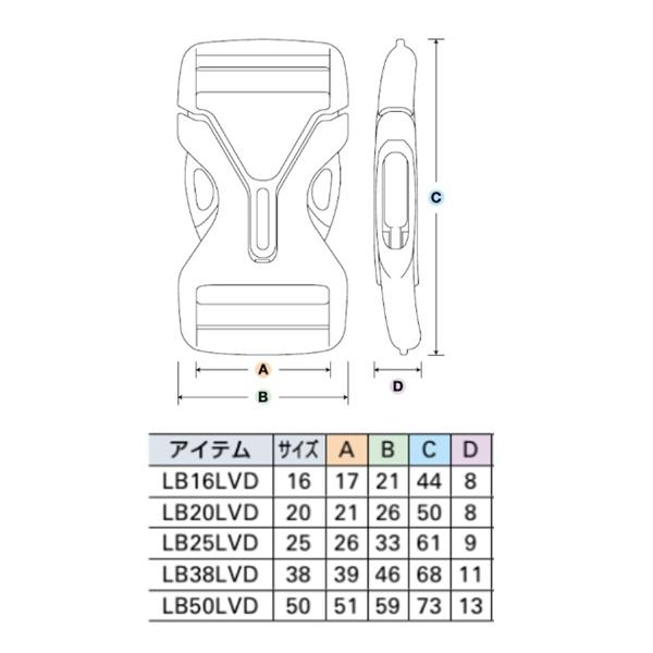 YKK 16ミリ LB16LVD サイドリリースバックル LB LVD テープバックル A11012 首輪 バックル 金具 首輪パーツ MBS : 首輪とキーホルダーのパーツのお店 - 通販 ...