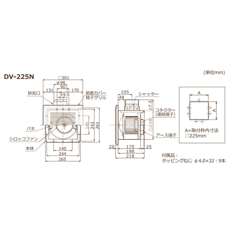 日本電興 ダクト用換気扇(オール金属製) DV-225N 【在庫有り】 : ファーストWORKヤフー店 - 通販 - Yahoo!ショッピング